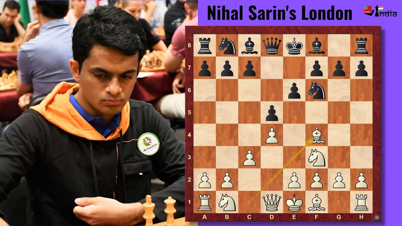 Nihal Sarin's crazy tactical forks and pins in the London System - YouTube