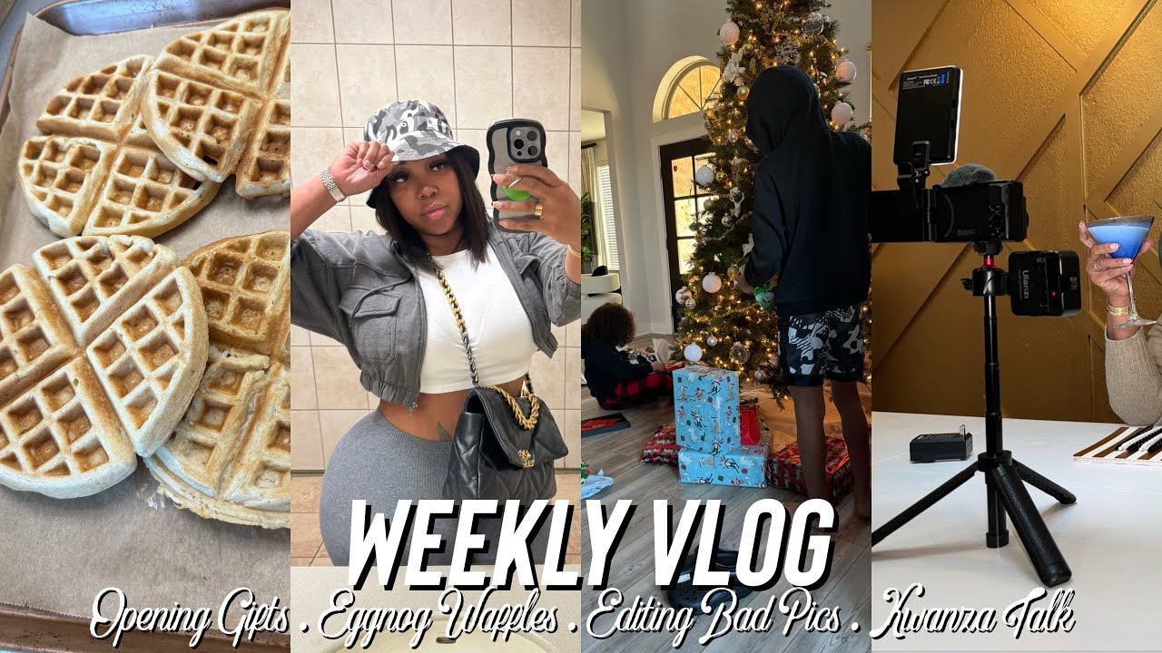 EGGNOG WAFFLES • EDITING BAD PICS • KWANZA TALK • OPENING XMAS GIFTS | Gina Jyneen VLOGS - YouTube
