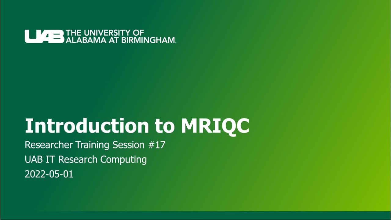Introduction to MRIQC [TRAIN-05-2022] - YouTube