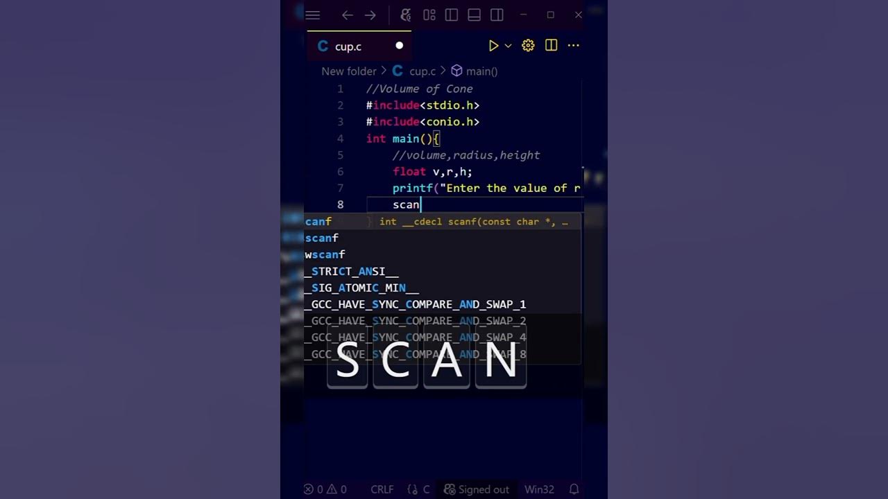 Day 14: Volume of Cone in c program #shorts #coding #clanguage #instagram #100daysofcode #short ...