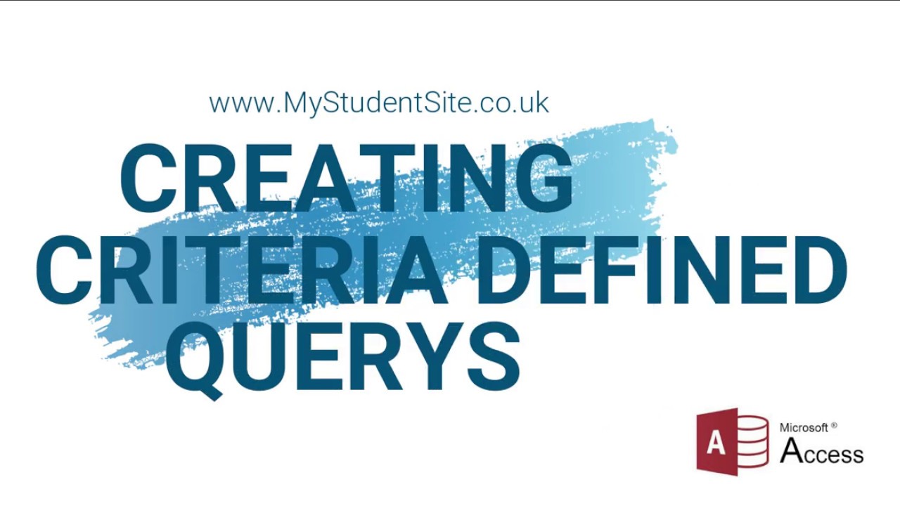 Creating a Criteria Defined Query - YouTube