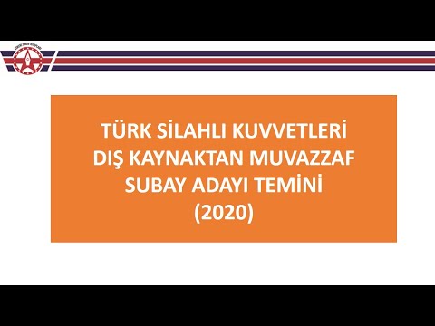TÜRK SİLAHLI KUVVETLERİ DIŞ KAYNAKTAN MUVAZZAF SUBAY ADAY TEMİNİ (2020)