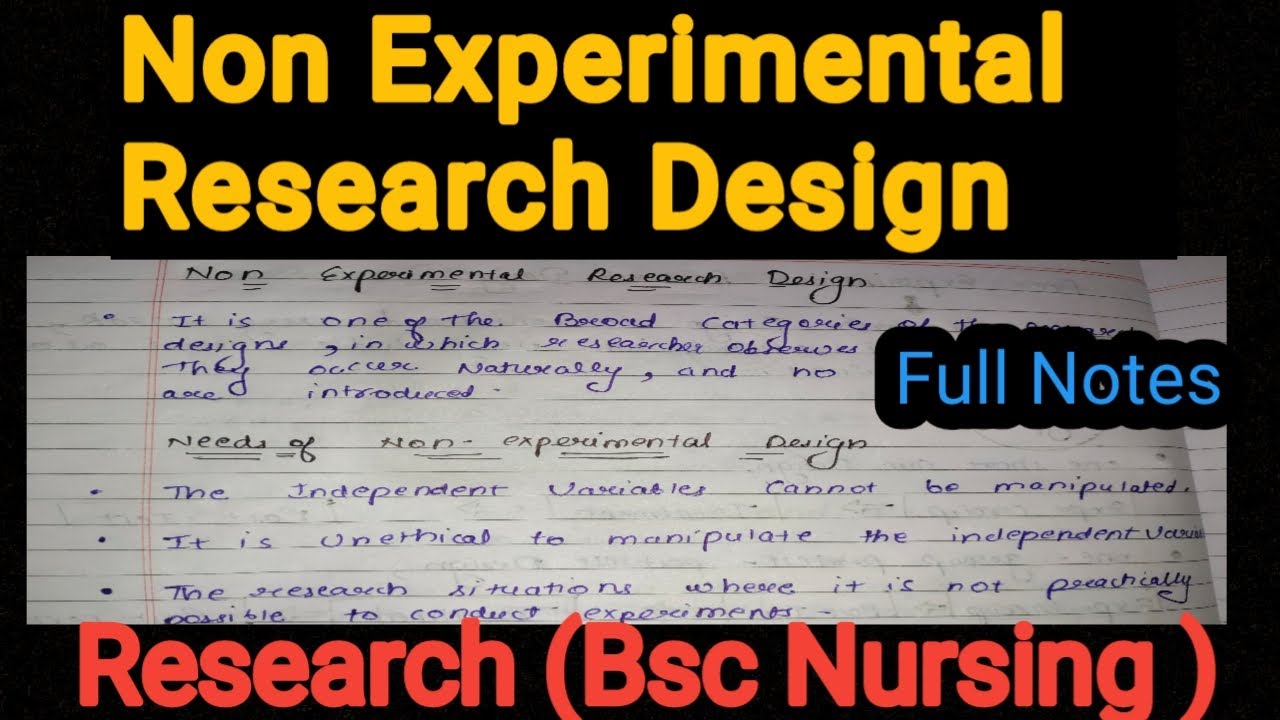 Notes Of Non Experimental Research Designs in Hindi in Bsc Nursing ...