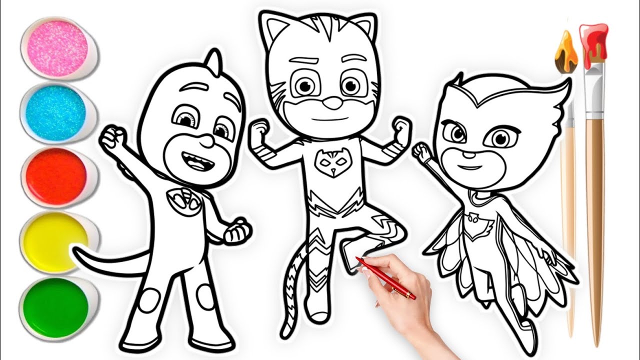 PJ Masks Coloring Pages | Coloring Catboy, Gekko and Owlette - YouTube