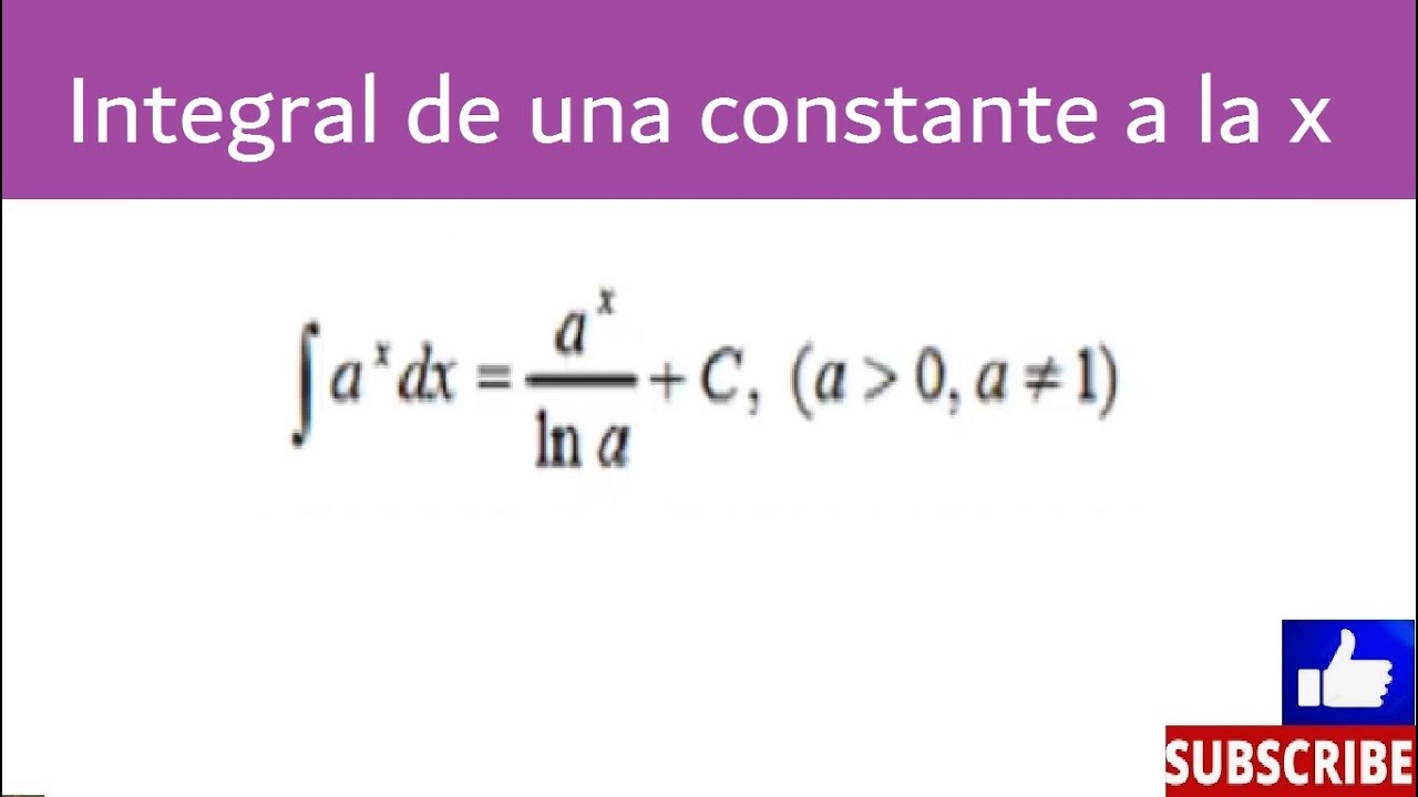 Integral de una constante a la x - YouTube