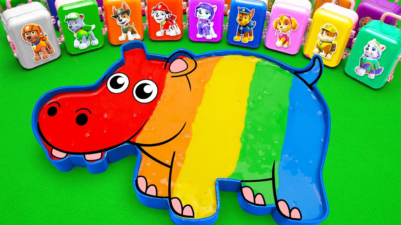 Satisfying ASMR 😈 How to make Hippo Bathtub by Mixing SLIME in Rainbow ...