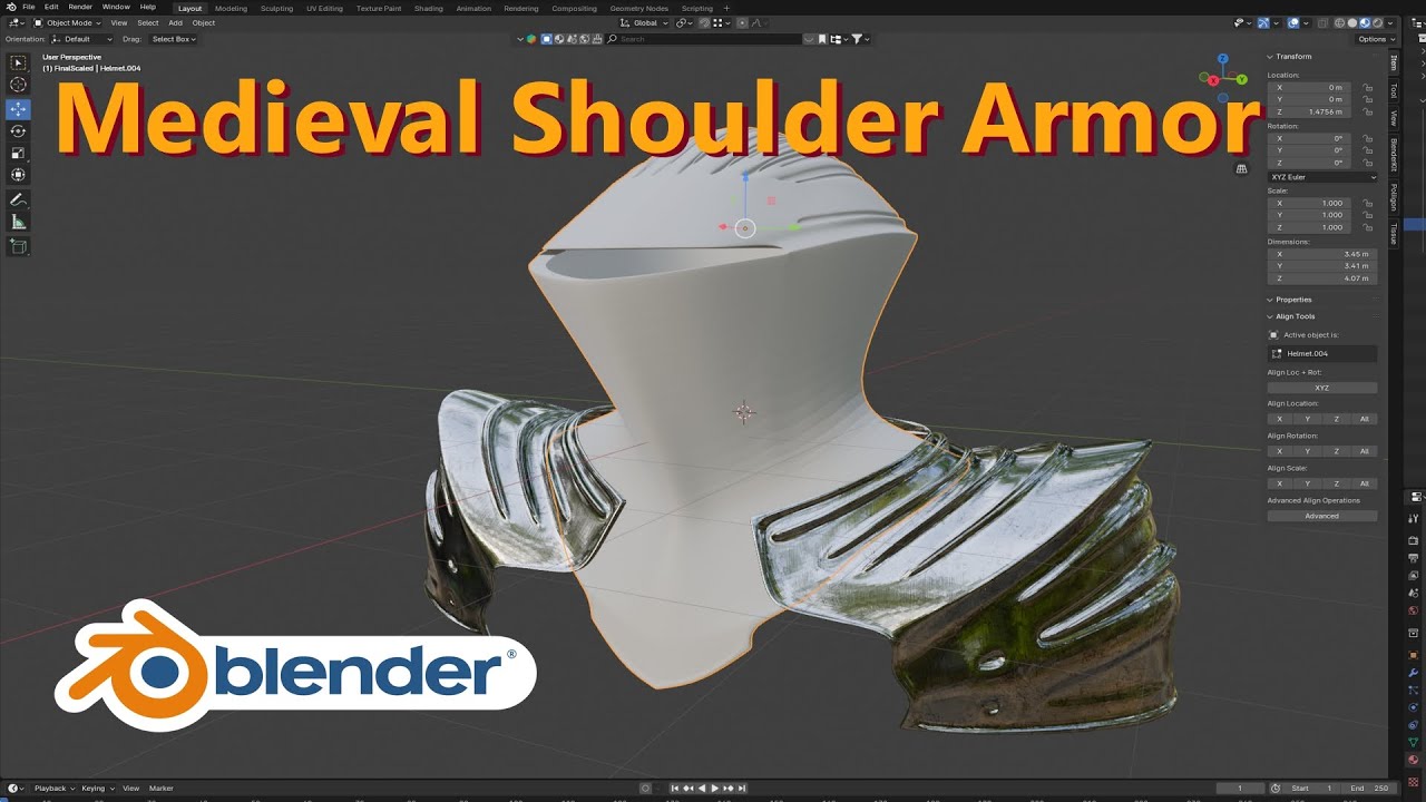 Making a Medieval Shoulder Armor / Pauldrons In BLENDER - Timelapse ...