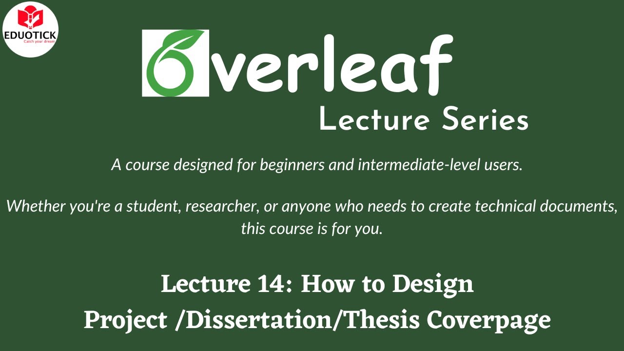 How to Design Project Dissertation Coverpage in Latex| Coverpage ...