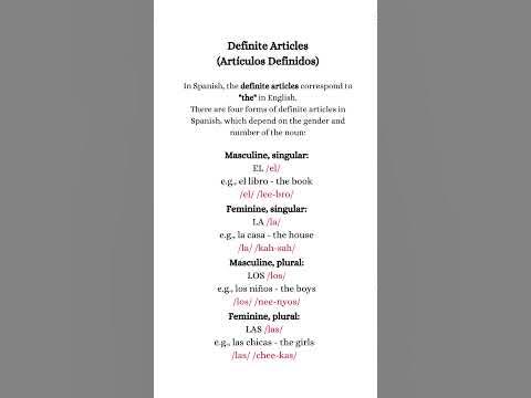 Definite and Indefinite Articles | Artículos Definido e Indefinido ...