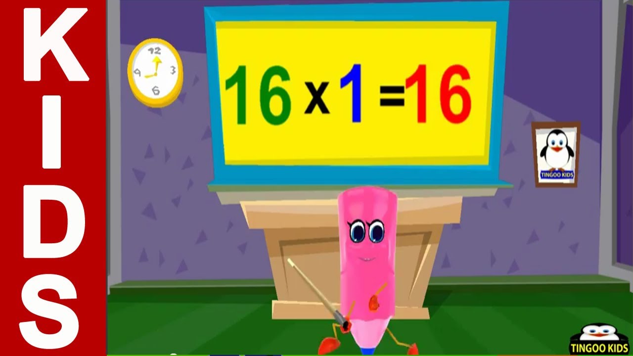HomeSchool Tutorial | 16 Times Table Song | Kids Math Online Education ...