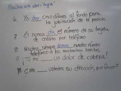 Spanish 106 - Practice with the Irregular verbs IR, DAR and ESTAR - YouTube