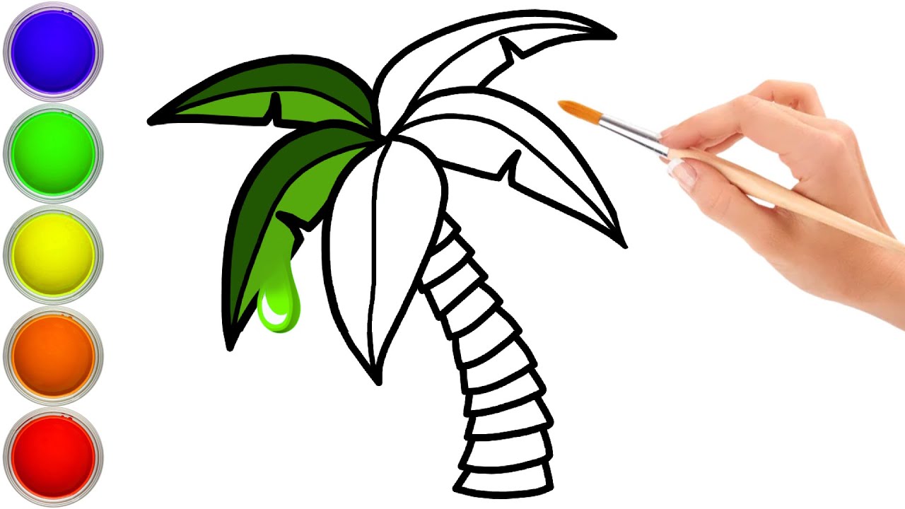how to draw coconut tree / draw a Palm tree / Learn to draw - YouTube