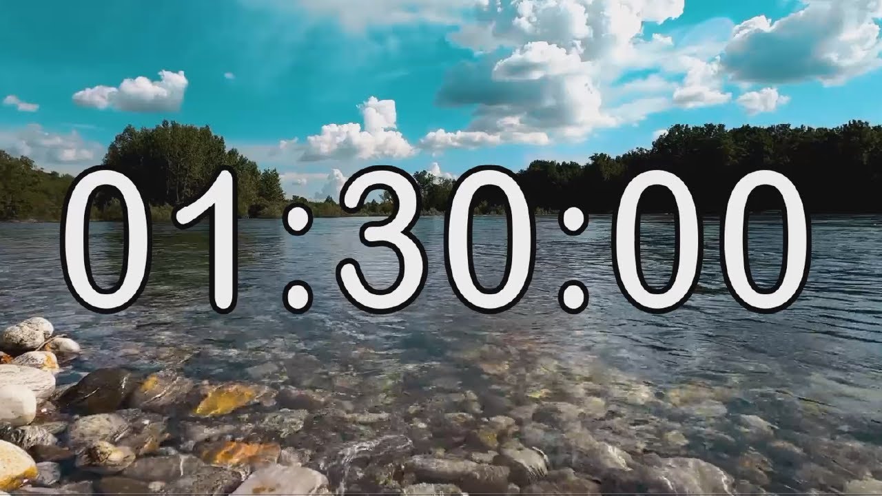 1 hour and 30 minute timer with Calm and Soft Music and background of ...