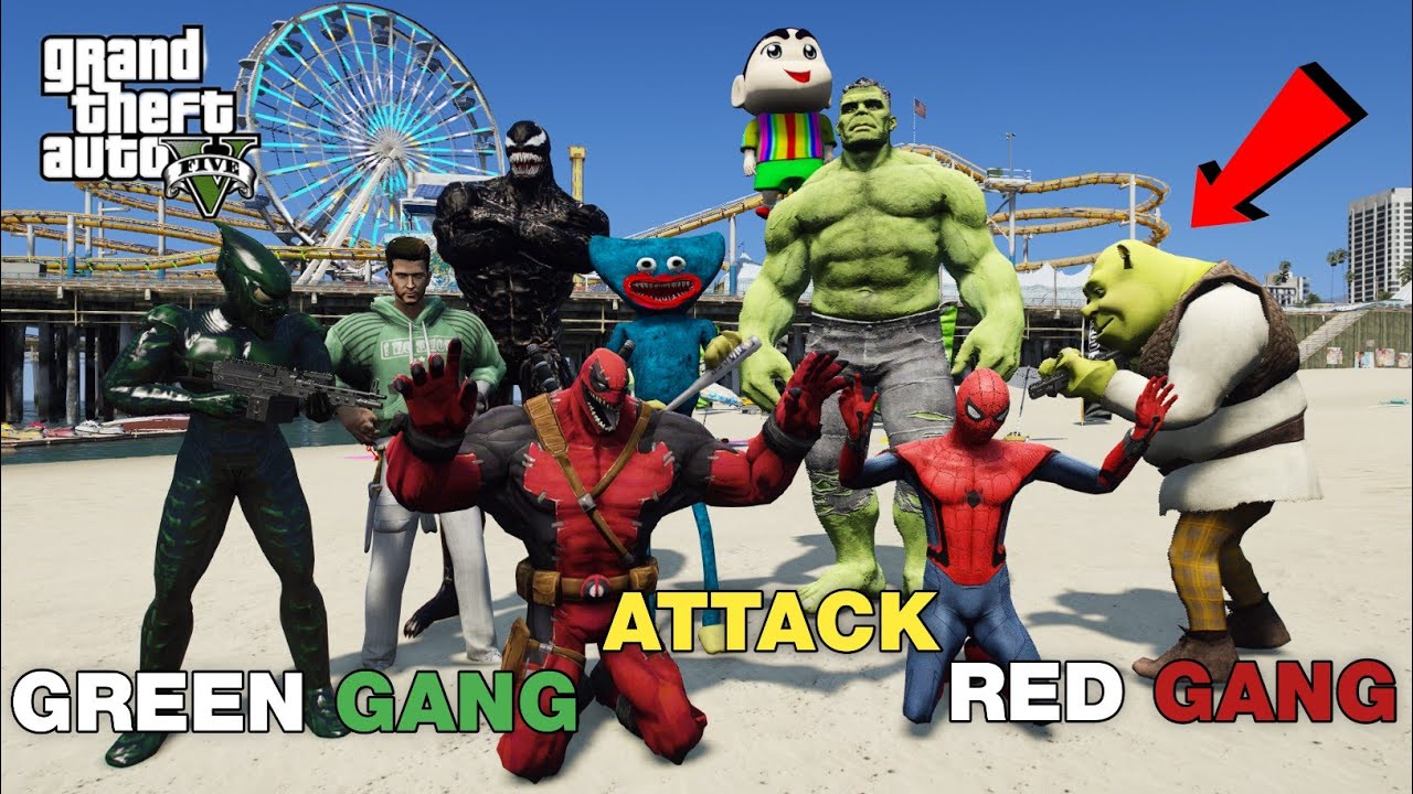 GREEN GANG ATTACK RED GANG EPIC 🤯 FIGHT in GTA 5 ! ☠️ - YouTube