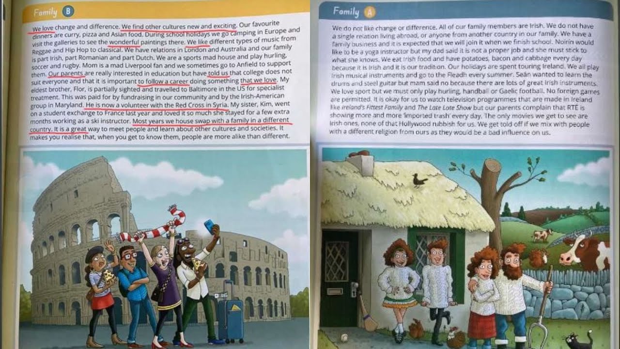 SPHE Book Comparing Families - FAMILY A VS FAMILY B - IRISH REACTION ...