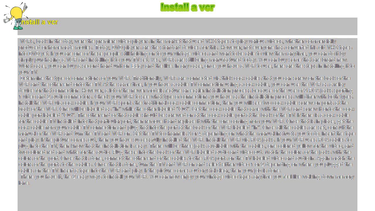 How to : Install a vcr - YouTube