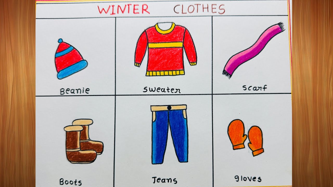 Winter Season clothes Drawing/Winter Dress Drawing/Different types of ...