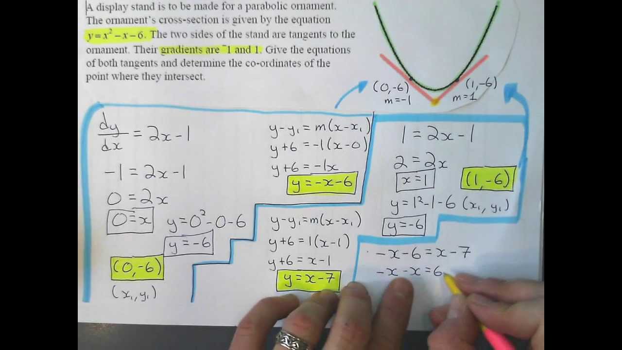 Using Differentiation to Find the Intersection of Tangents - YouTube