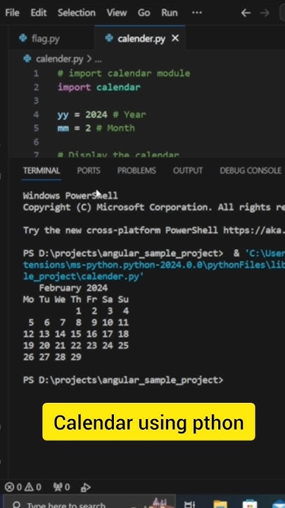 Calendar Using Python Coding Python Pythonprogramming Programming Technology Youtube 