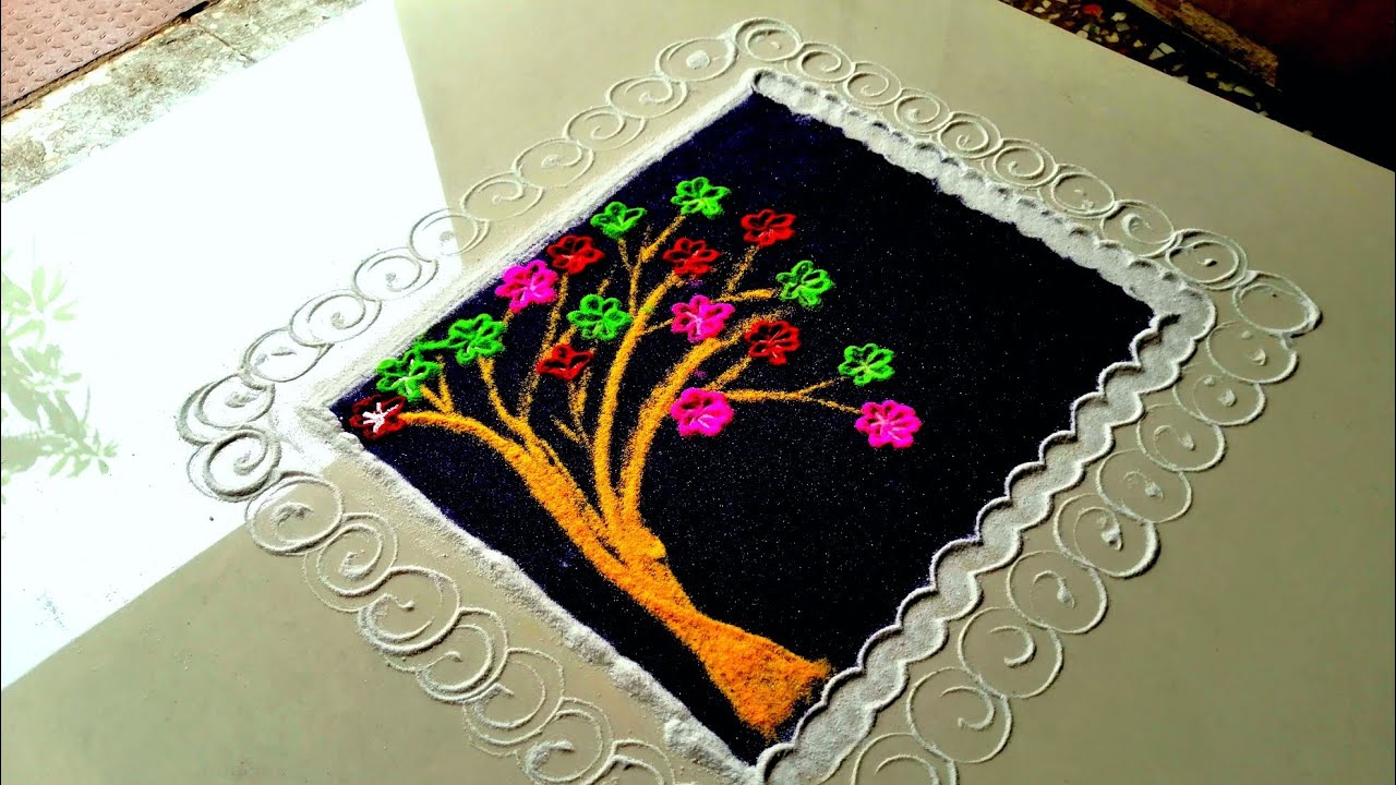 Simple Poster Tree Rangoli - YouTube