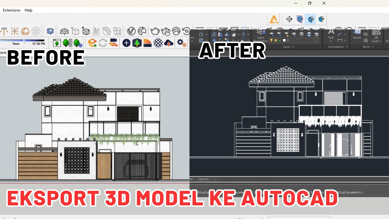 Export Gambar 3D SKETCHUP ke AUTOCAD !!! | SKETCHUP TUTORIAL - YouTube