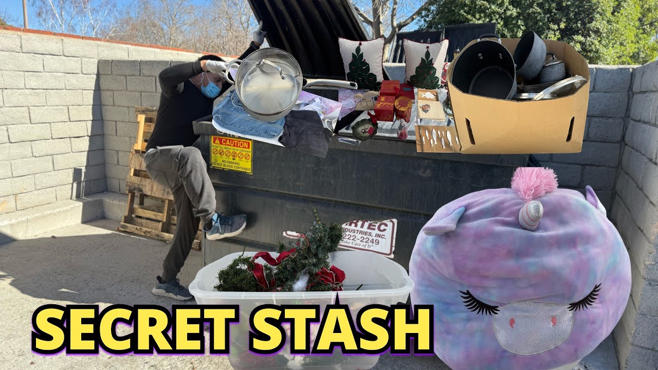 DUMPSTER DIVING - I FOUND A SECRET STASH IN THE TRASH! - YouTube