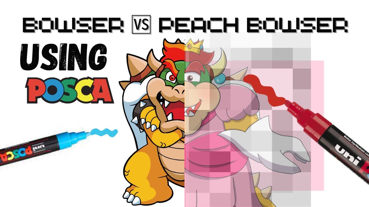 Bowser 🆚 Peach Boswer using Posca Markers 🎨 - YouTube