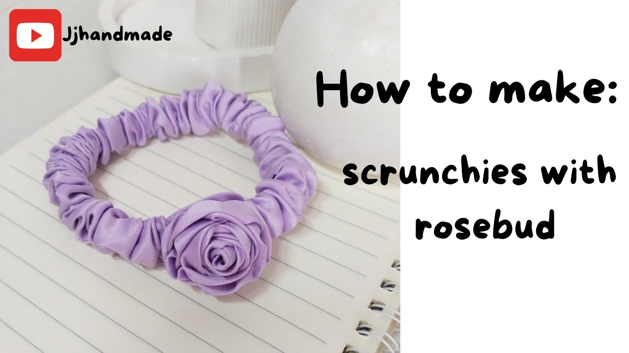 How to make scrunchies: scrunchies with rosebud. Membuat ikat rambut ...