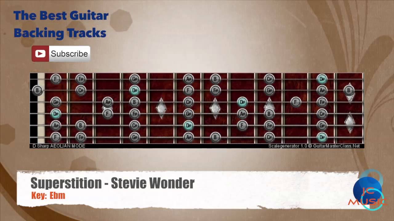 🎸 Superstition - Stevie Wonder Guitar Backing Track with scale chart ...