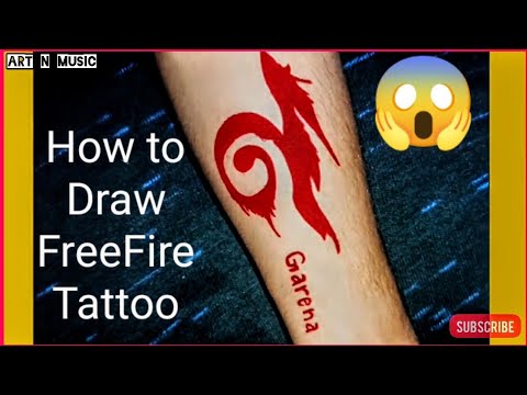 How to draw Garena FreeFire tattoo at home with pen // temporary tattoo ...