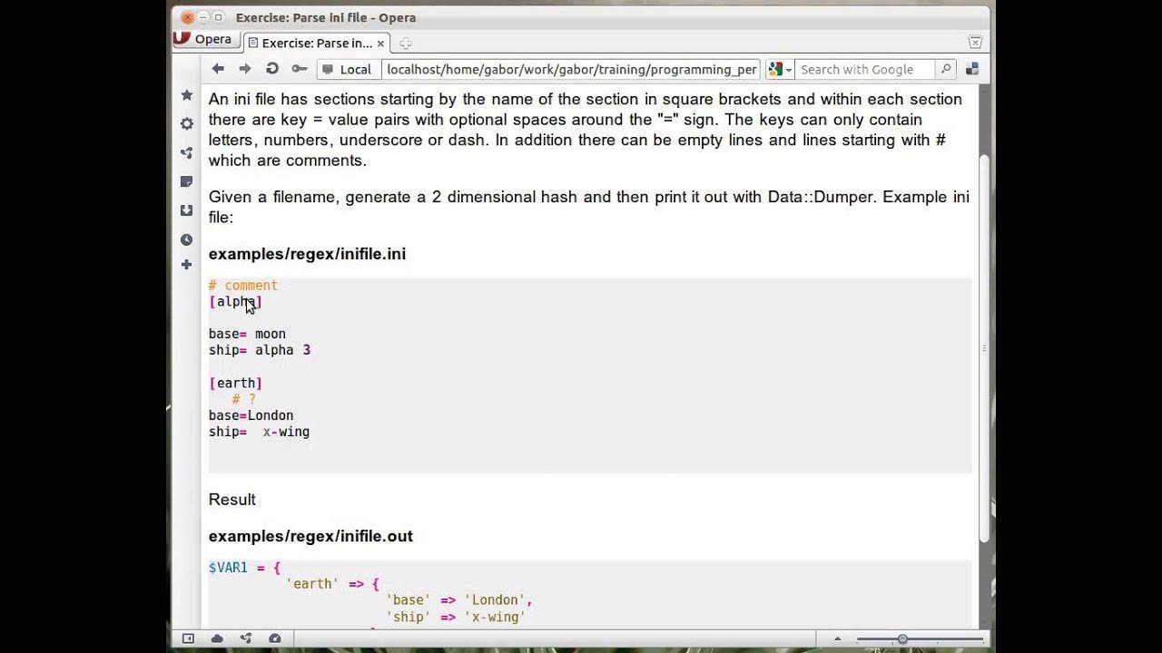 Beginner Perl Maven tutorial: 10.22 - Exercise: parse INI file - YouTube