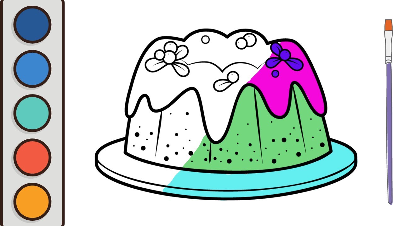 Christmas cake drawing & coloring for children | How to draw Christmas ...