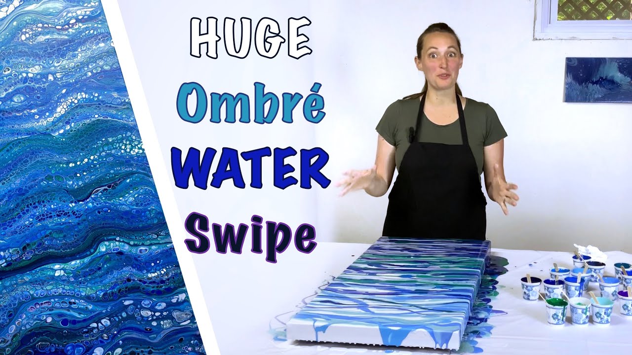 Huge GRADIENT Swipe! 🌊 Acrylic Pouring Water Collab With Claire Calvert ...