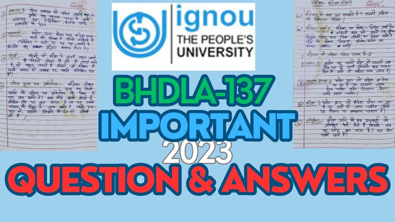 BHDLA-137 IMPORTANT QUESTION WITH ANSWER #ignou # ...