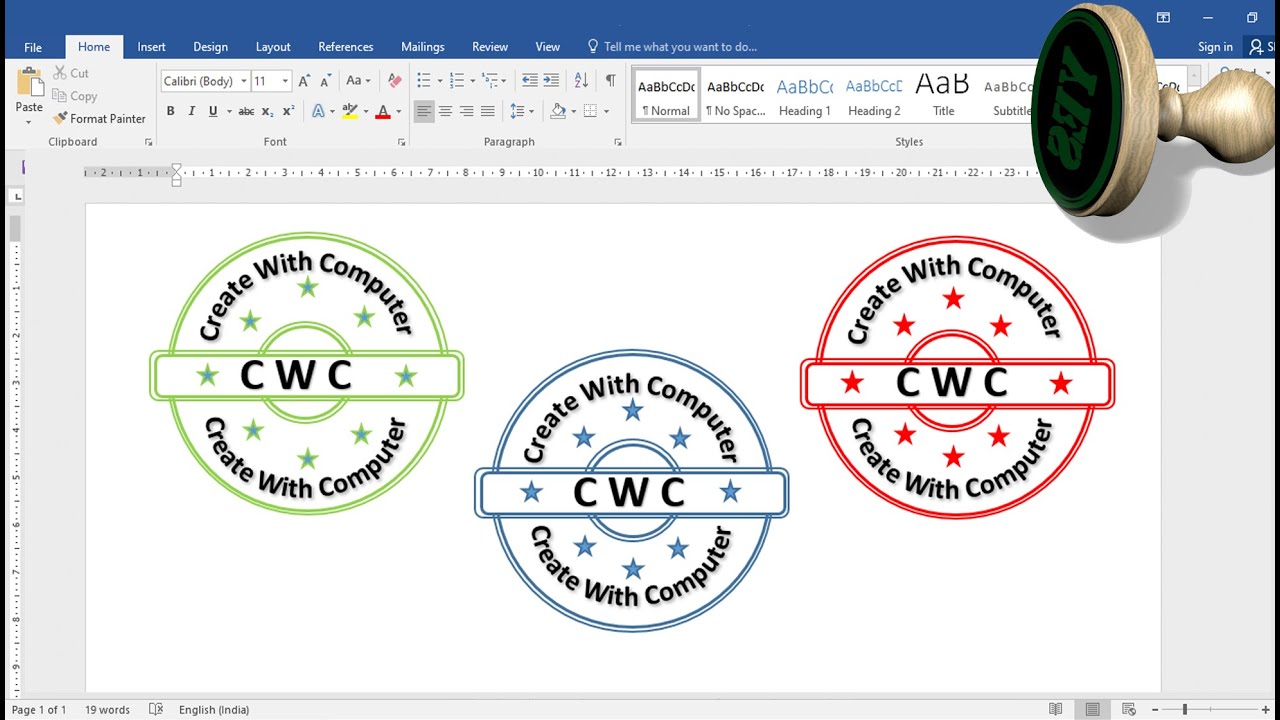 How to Make Round Stamp in Ms Word - YouTube