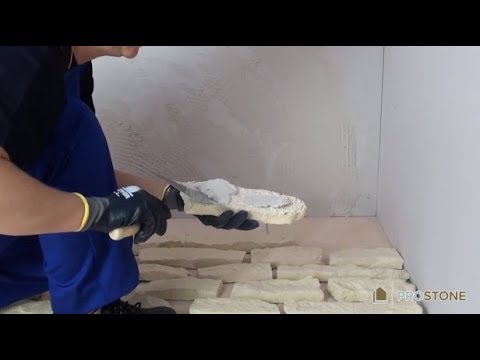 Exterior or Interior Stone Cladding Installation With Grout - YouTube