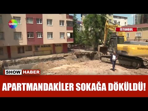 İnşaatın temeli çöktü, yandaki bina kaydı!