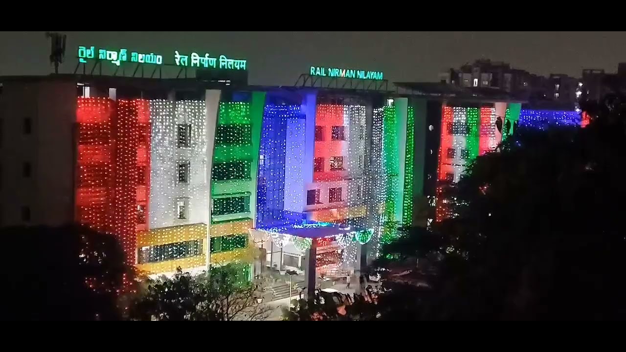 Rail Nirman Nilayam,SCR Construction Office Building glowing elegantly ...