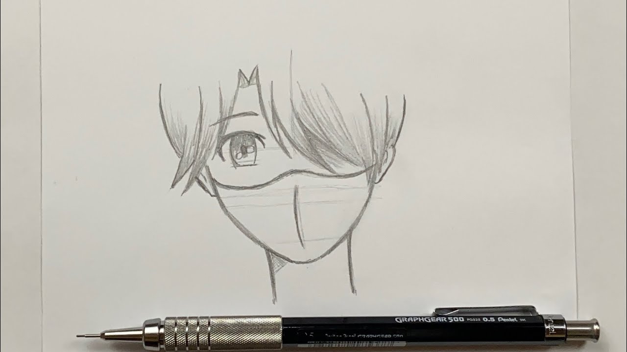 رسم انمي سهل | تعلم رسم ولد انمي يرتدي كمامة بطريقة سهلة خطوة بخطوة ...