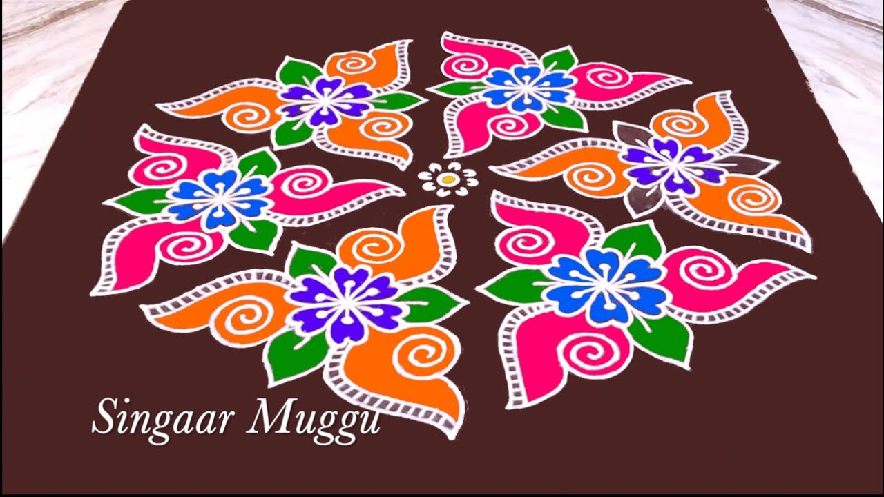 Flower Rangoli 15X8 dots | Sangu kolam | Ekadashi rangoli | Shankam ...