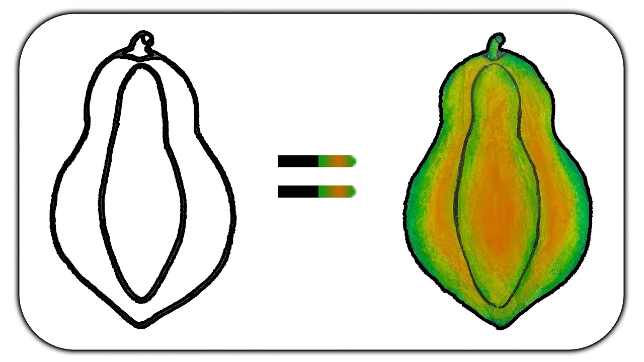 How To Draw a PAPAYA With Colour step by step (Easy Way) || পেঁপে অংকন ...