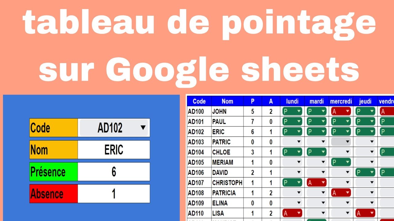 📊 TUTORIEL COMPLET : Créer un Tableau de Pointage Automatique avec Google Sheets (GRATUIT) 2024 ...