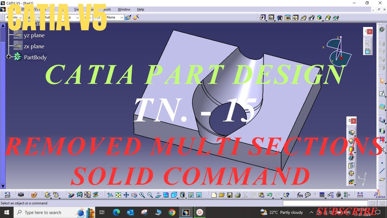 #15 Catia Part Design - Removed multi section command | Catia Part modeling | Part Design ...