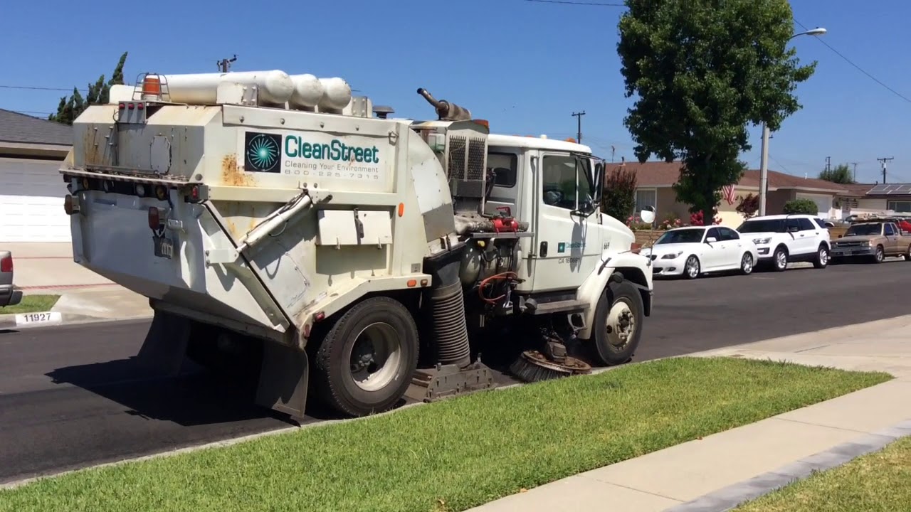 CleanStreet freightliner M2 Street sweeper in East Whittier - YouTube
