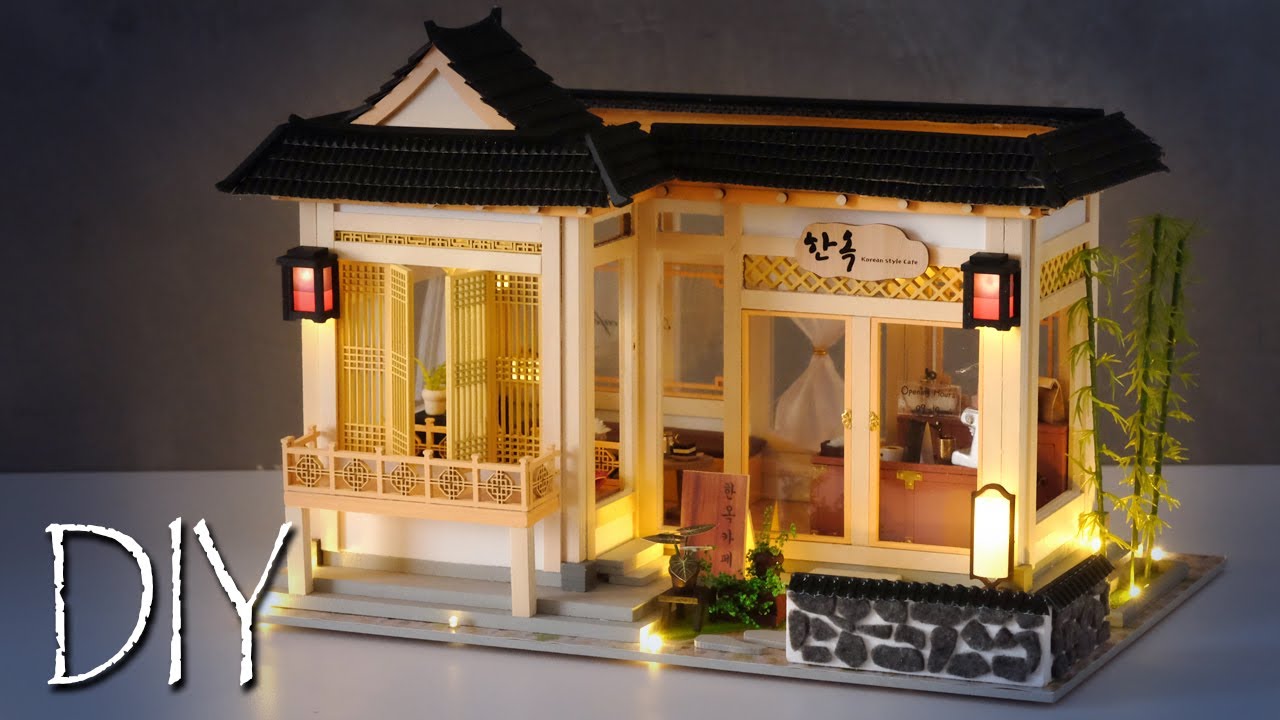 [4K] Hanok Cafe Korean-Style || DIY Miniature Dollhouse Kit - Relaxing ...