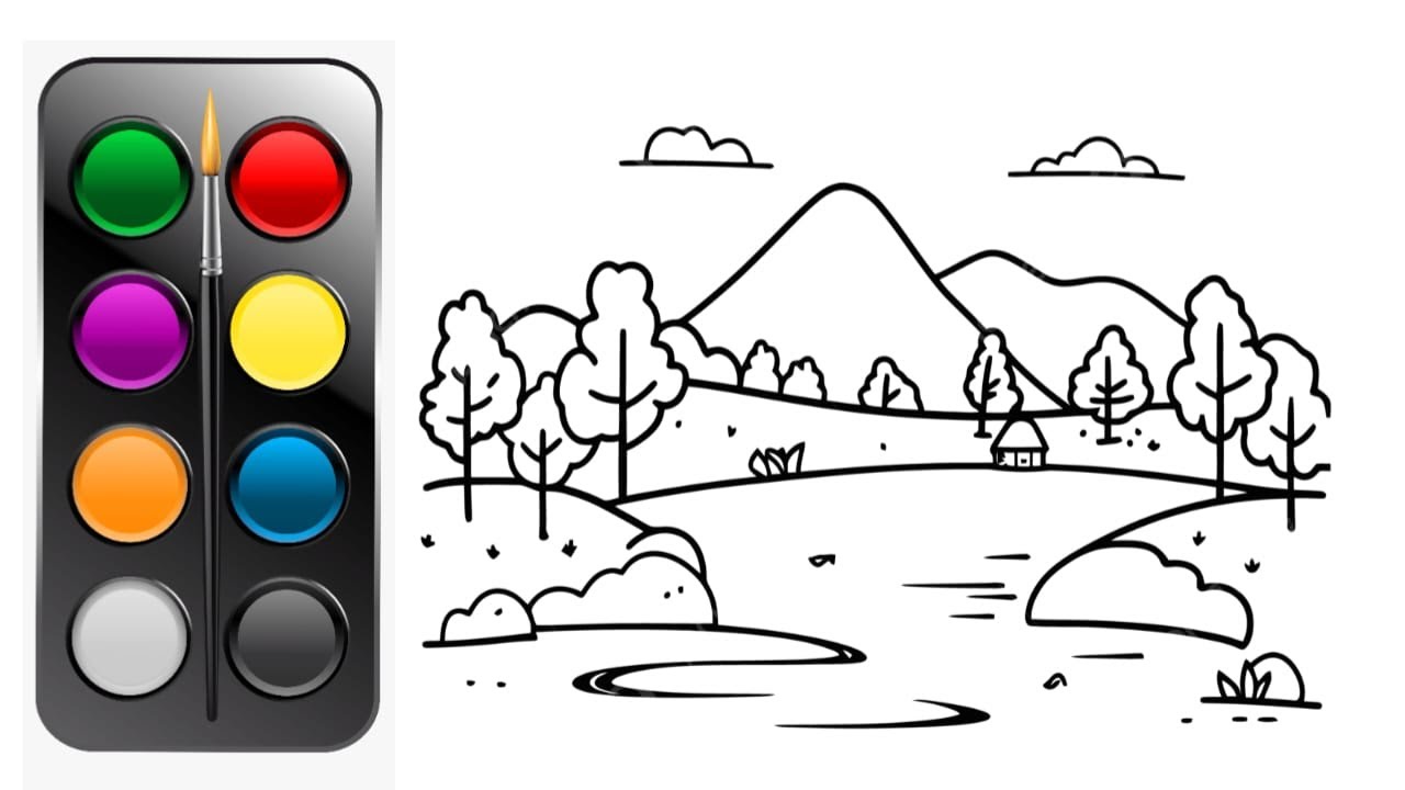 landscape drawing,How to Draw a Mountain Landscape Scenery,Scenery ...