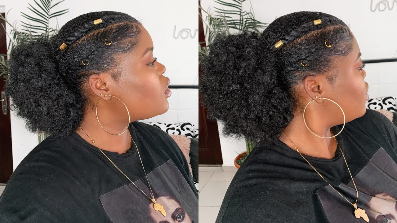 CANT CORNROW? EASY FLAT TWISTED PUFF ON NATURAL HAIR - YouTube
