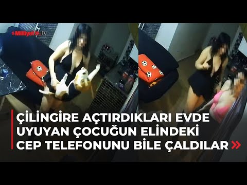 Çilingire açtırdıkları evde uyuyan çocuğun elindeki cep telefonunu bile çaldılar