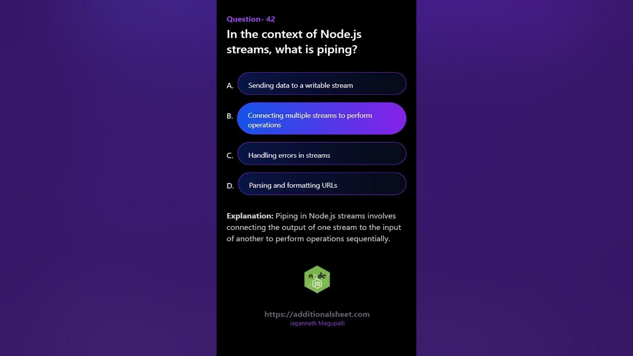 In the context of Node js streams what is piping - YouTube