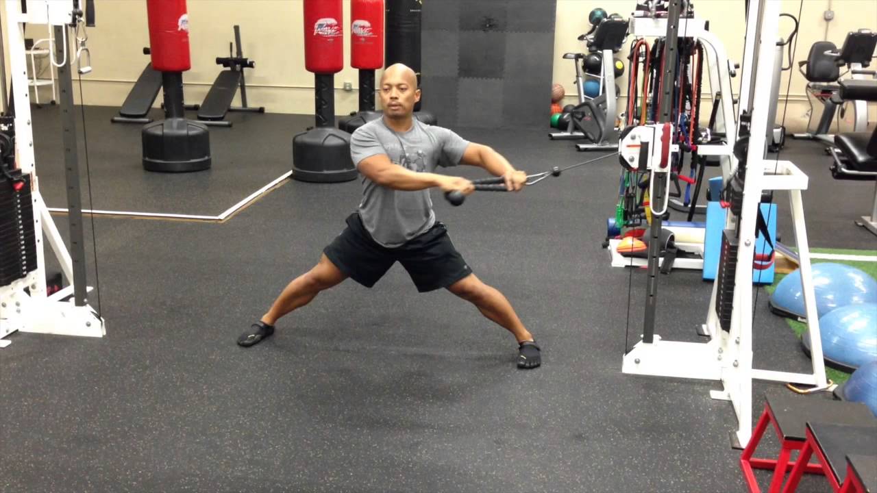 wide stance anti rotation chop - YouTube